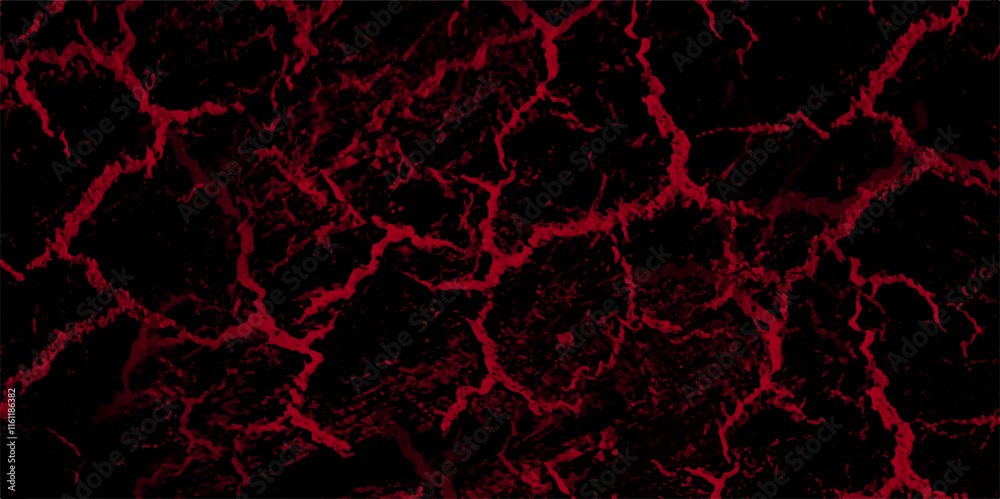 Abstract red crack wall design on black background. Realistic dark red ...