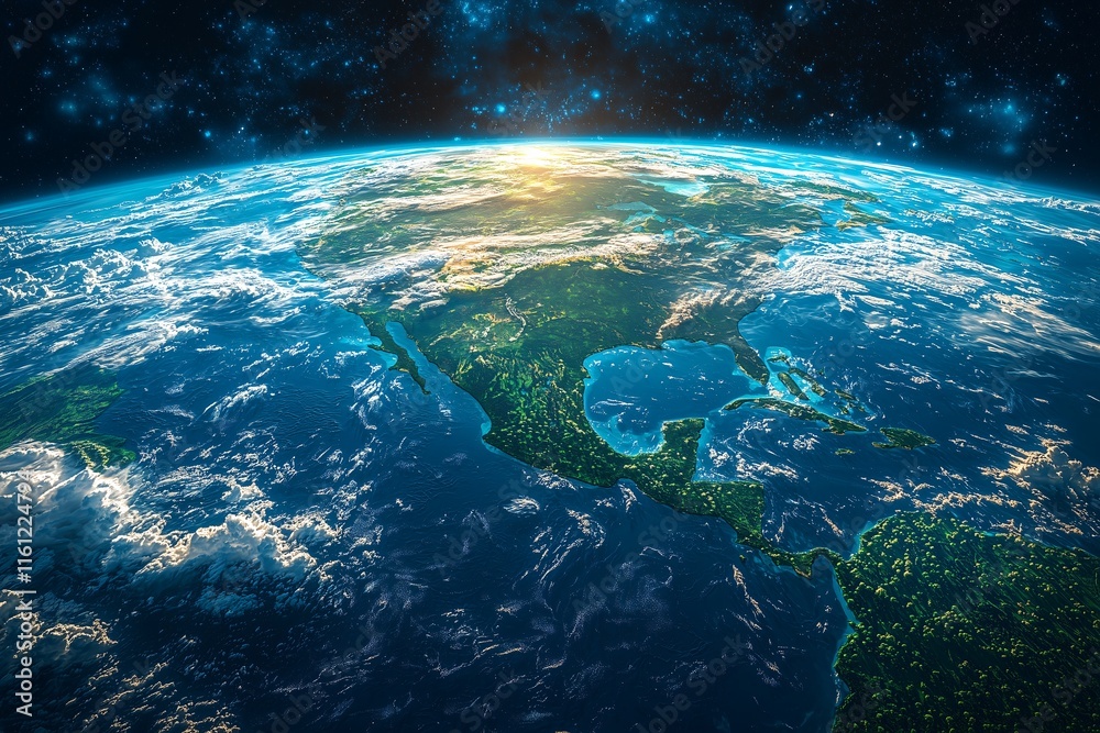 American countries outline map from space, globe planet earth from ...