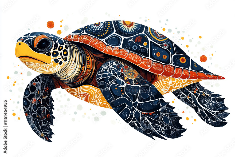 Turtle Indian art. A stylized turtle in watercolor technique. Turtle ...