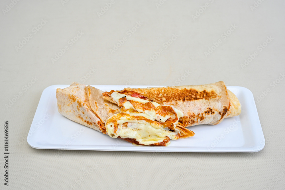 Lavash doner kebab ( soslu kasarli zurna doner durum ) or shawarma ...