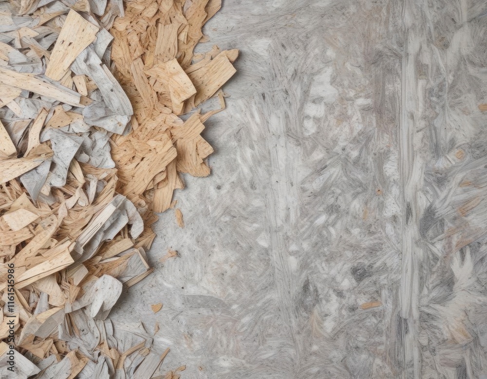 Light grey OSB oriented strand board background with wood particle ...