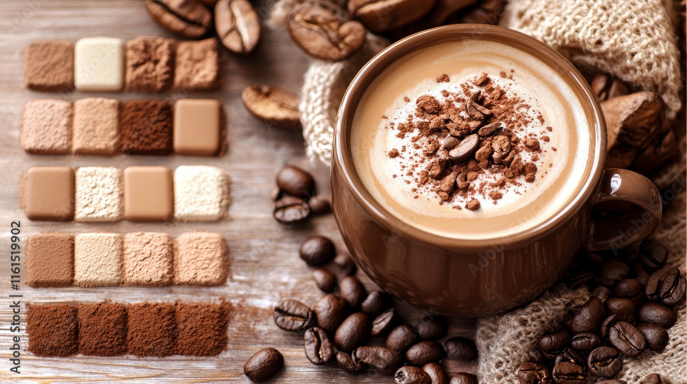 Mocha mousse color of year 2025 coffee background with frame. Mocha ...