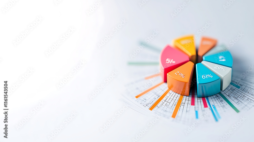 colorful pie chart on financial report, showcasing data analysis and ...