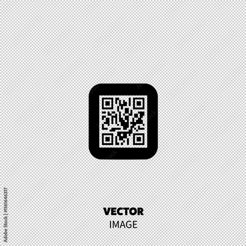 A bold black and white QR code sits on a sleek square background, ready ...