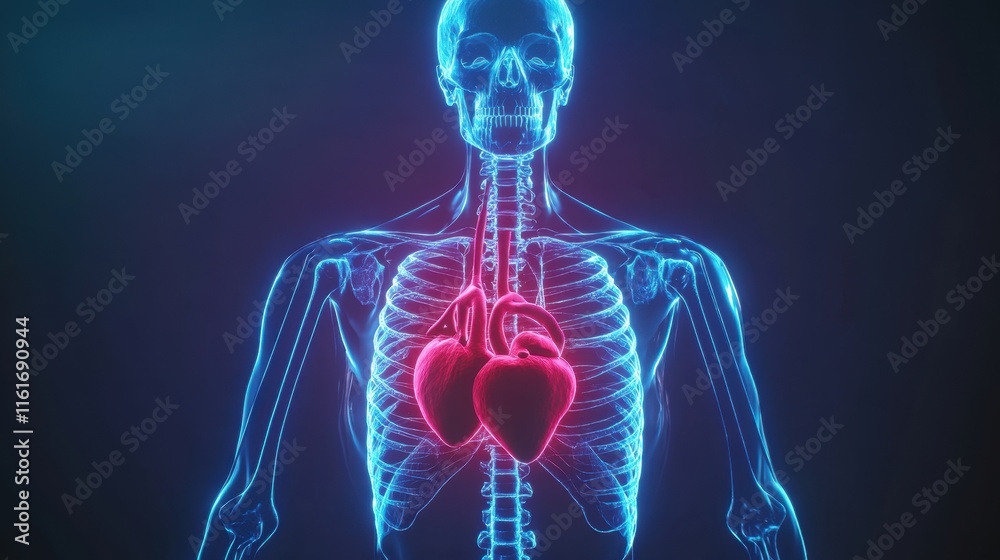 Human Anatomy 3D Model Detailed Illustration of the Cardiovascular ...