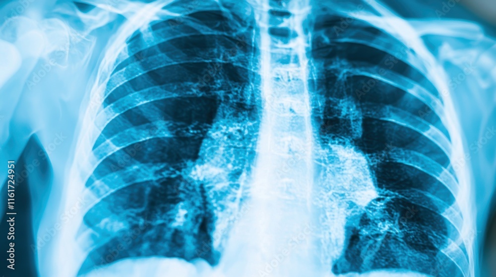 X-ray image of human lungs showcasing rib structure and lung details ...