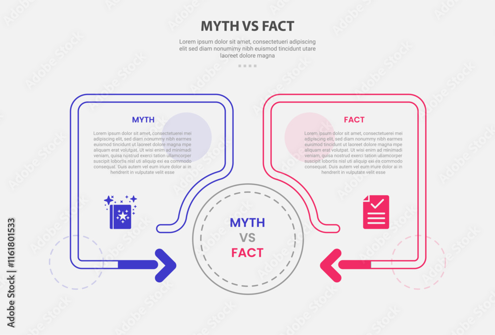 myth vs facts infographic outline style with 2 point comparison ...