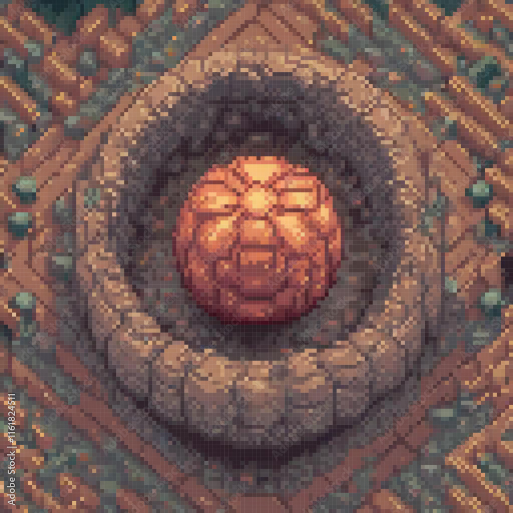 Pixel art maze with a sphere in the center Stock Vector | Adobe Stock