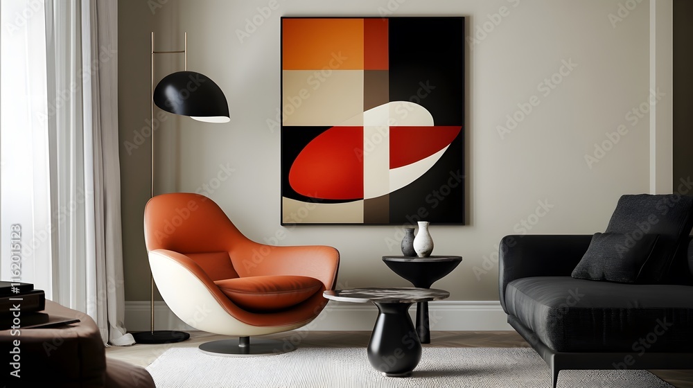 Smooth curves contrasting with bold, angular forms creating a balanced ...