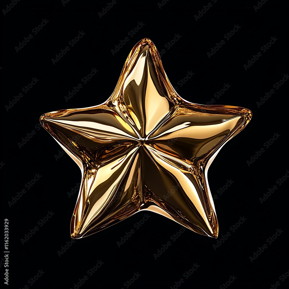Shiny gold star isolated on a transparent background, showcasing a clean and bright design with ...