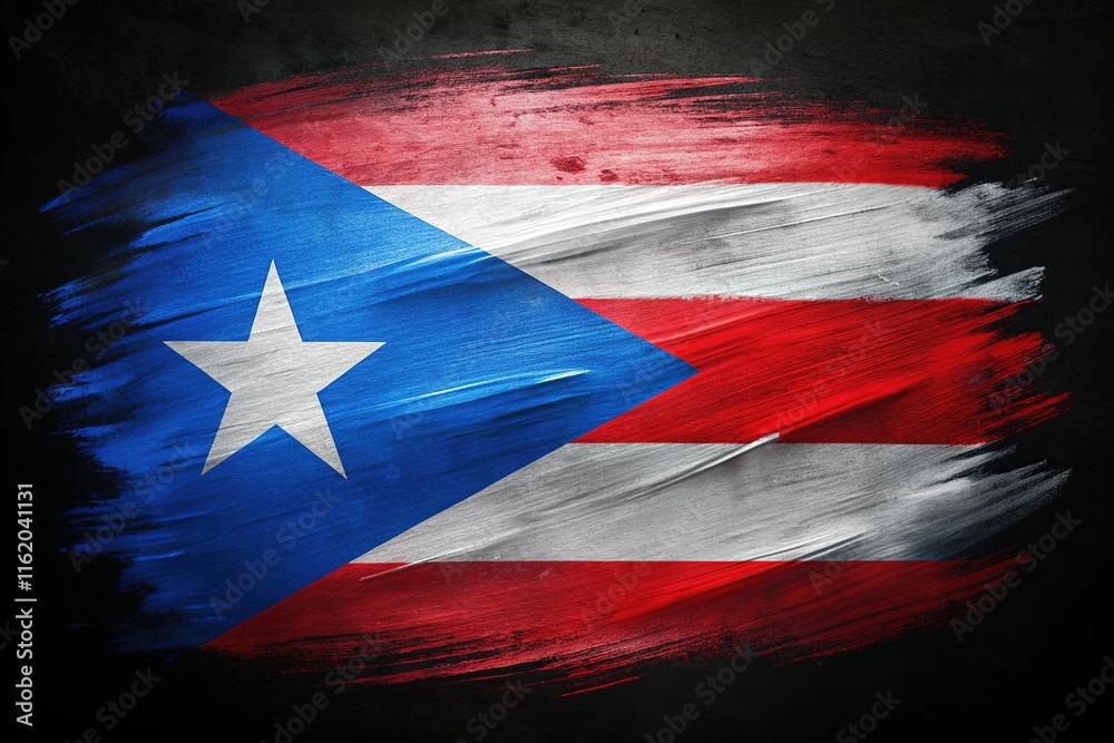 Muted hues paint a Puerto Rican flag, softly rendered in AI art. Stock ...