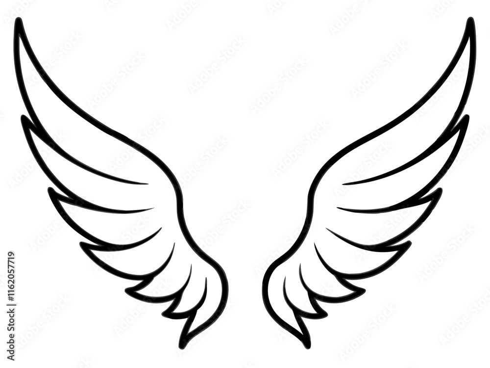 angel wings Line art vector, Simple Outline Design vector icon with ...