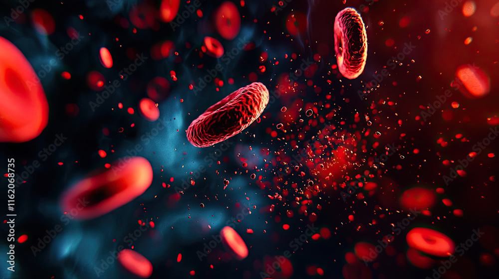 Red Blood Cells in Vein with Depth of Field, Blood Vessel with Flowing ...