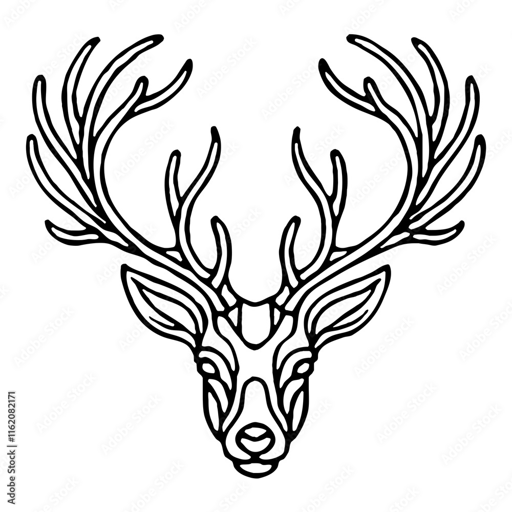 Simple line drawing of deer antlers, suitable for cross-stitch, hand ...
