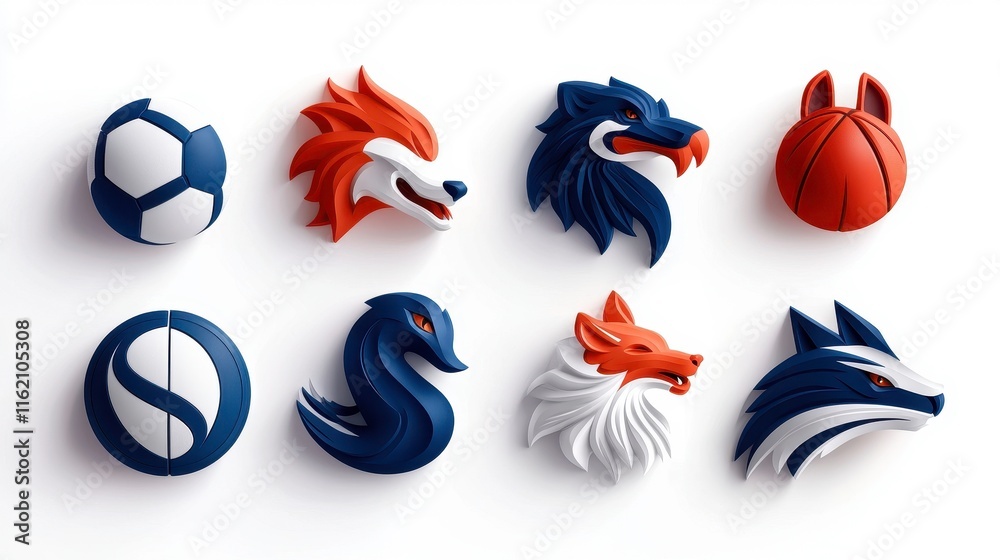 Dynamic Sports Logos Showcase Global Arena Graphic Collection Vibrant ...