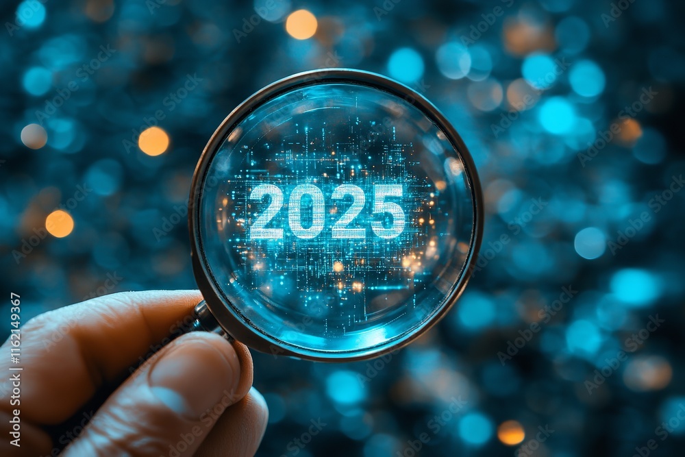 The notion of 2025 New Year's business objectives. Using a target ...