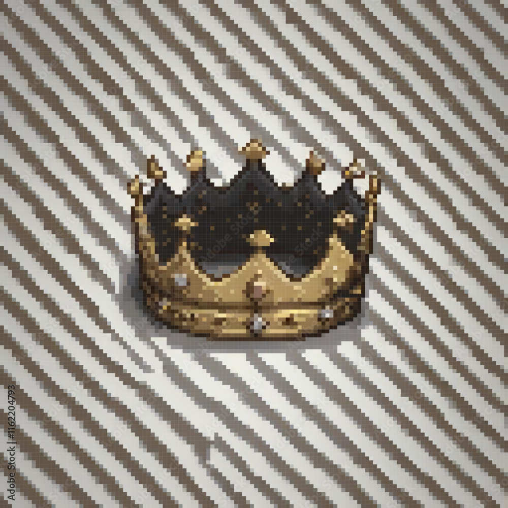 Gold crown pixel art with vibrant stripes. Stock Vector | Adobe Stock