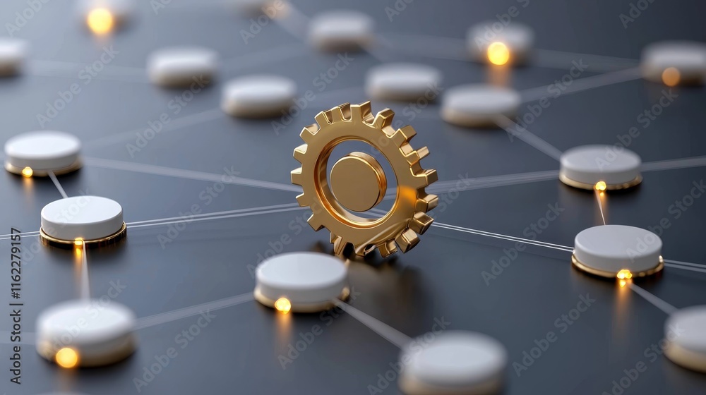 Conceptual Visualization of Automated Workflow Using Gear and Nodes in Technology and Business ...