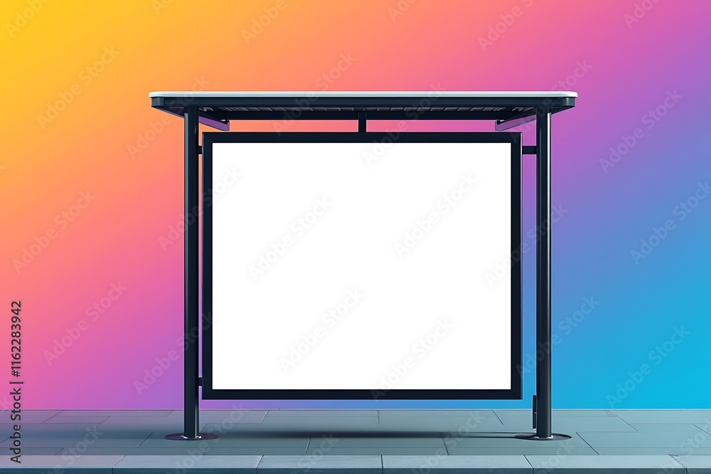 Blank Billboard Mockup: A blank billboard mockup on a vibrant backdrop ...