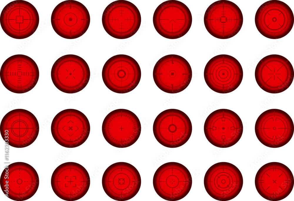 Crosshair gun sight vector icons set. Bullseye, target or aim symbol ...