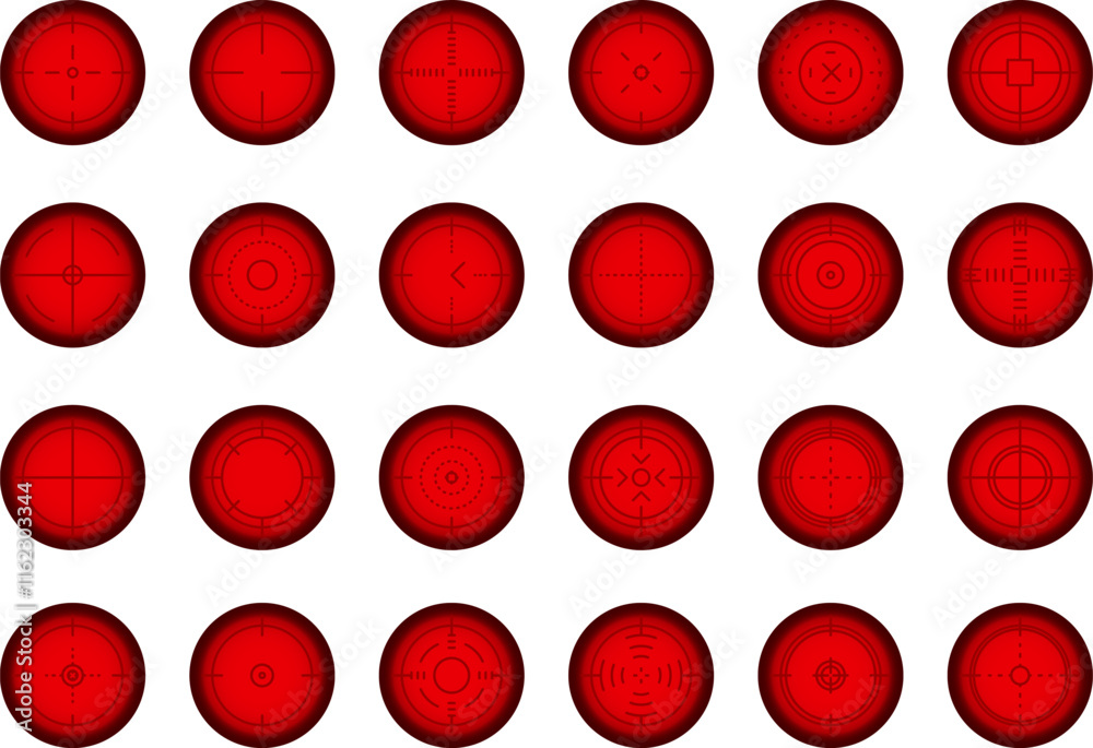 Vector de Stock Weapon sight, sniper rifle optical scope. Hunting gun viewfinder with crosshair ...