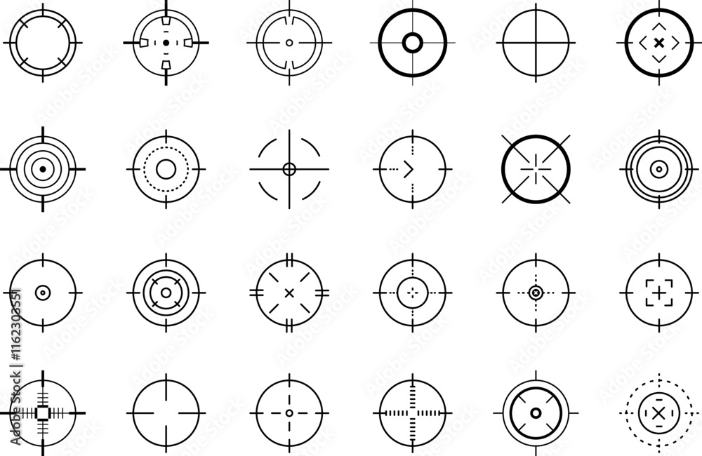 เวกเตอร์ Stock Weapon sight, sniper rifle optical scope. Hunting gun ...