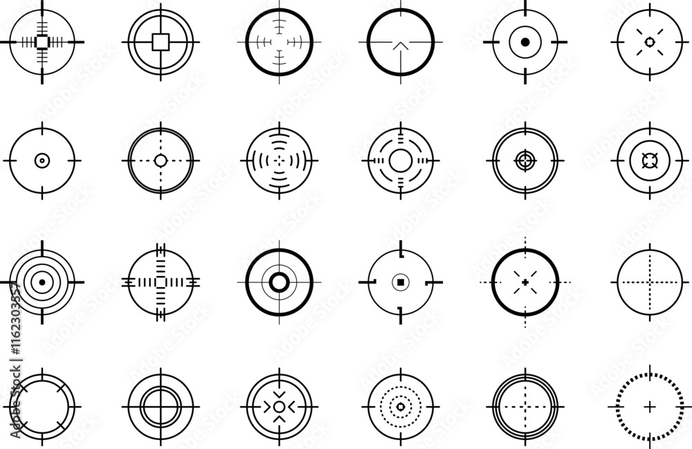 Vector de Stock Weapon sight, sniper rifle optical scope. Hunting gun ...