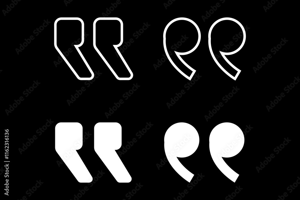 Quotation marks vector collection. Black quotes icon set. Speech mark ...