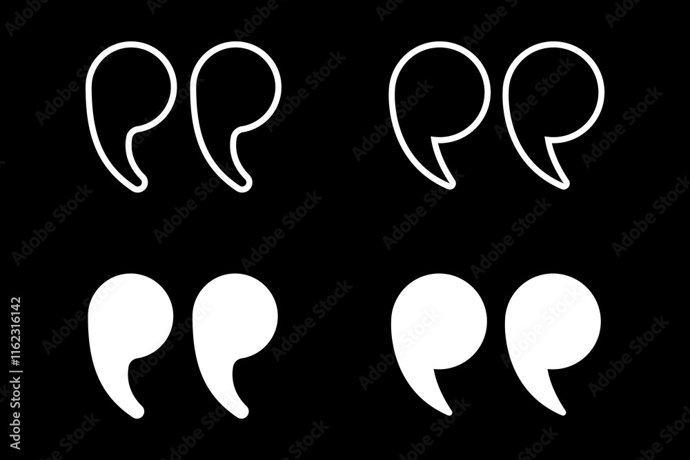Quotation marks vector collection. Black quotes icon set. Speech mark ...