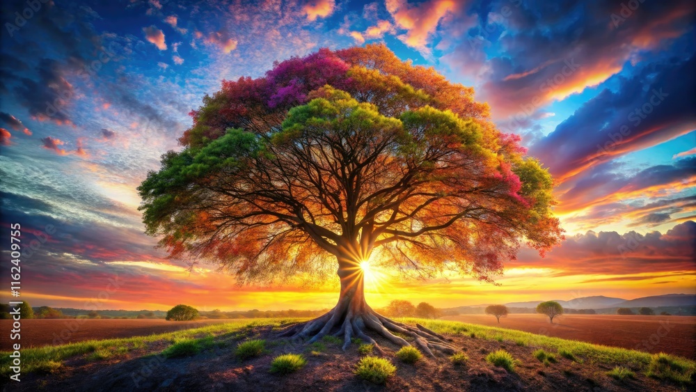 Hope springs eternal from this colorful Tree of Life, a fantasy art ...