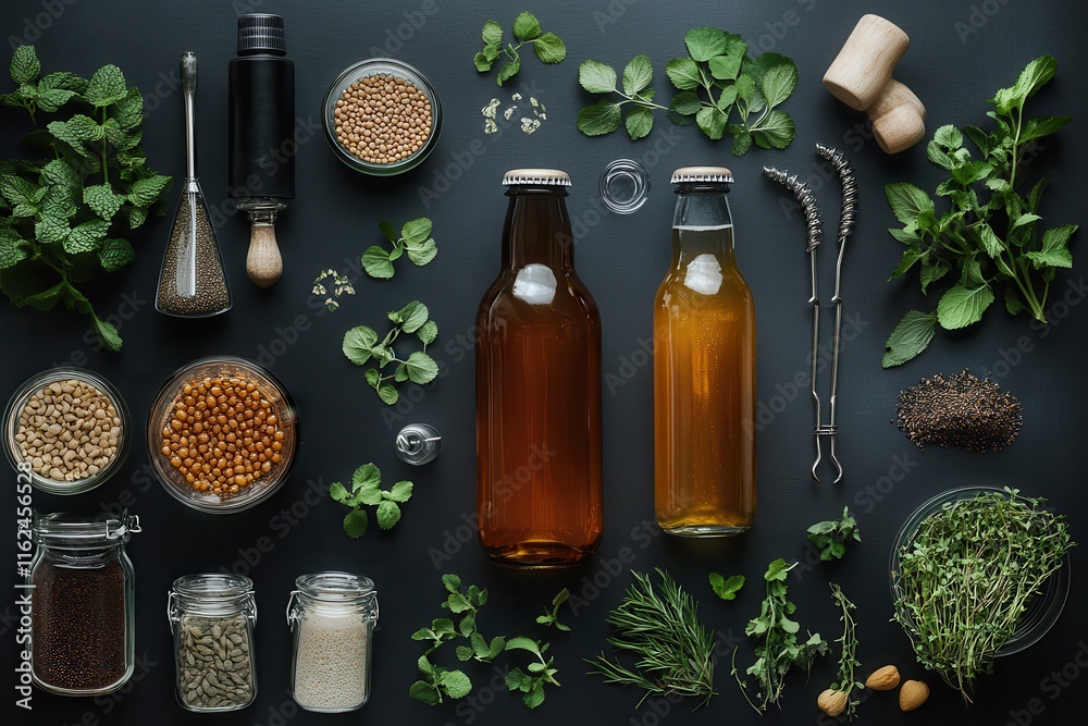 Non-alcoholic craft IPAs with frothy tops, styled in minimalist glass ...