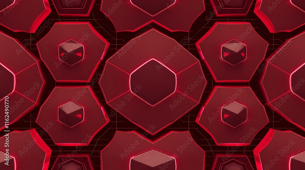 Abstract Red Hexagon Pattern: A captivating geometric pattern with ...