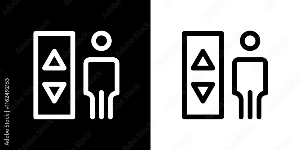 Elevator button icon. Elevator entry instructions. The elevator button ...