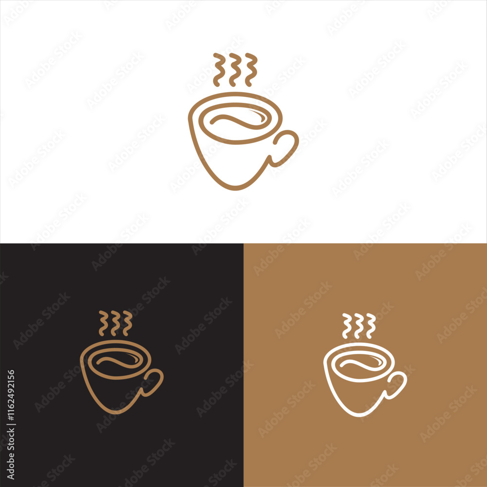 Premium coffee cup shop logo. Cafe mug icon. Latte symbol. Espresso hot ...
