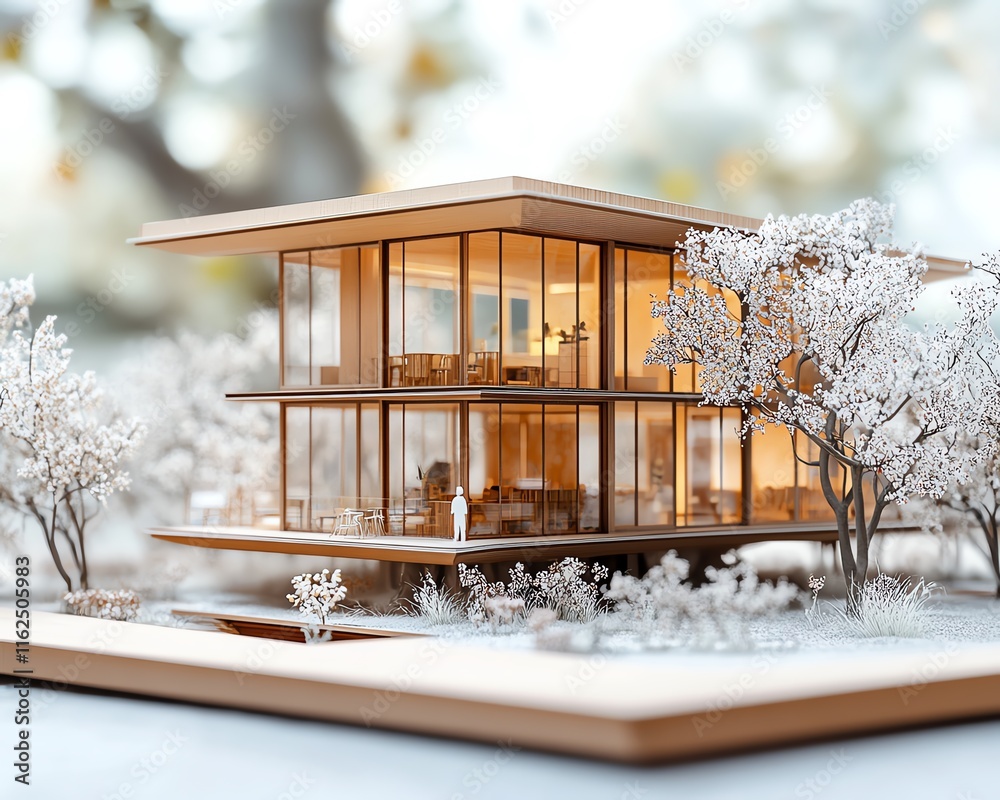 Architectural model featuring structural sheathing with wooden ...