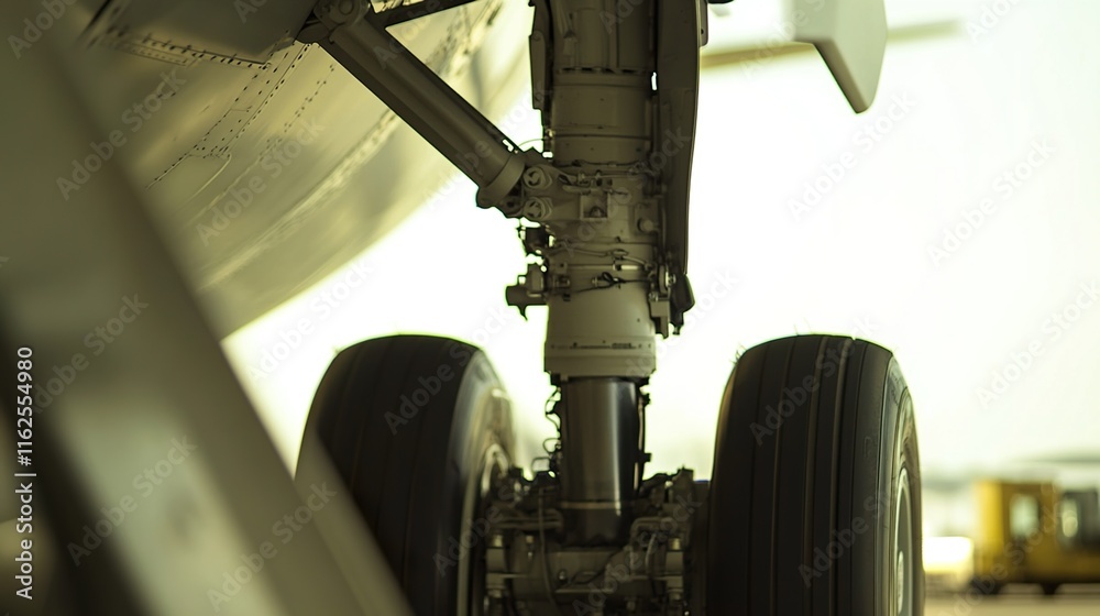 Airplane wheel compartment with mechanical components and hydraulic ...