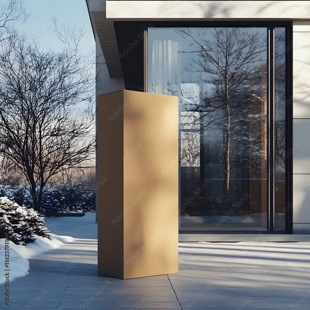 Human-sized cardboard box placed vertically in an outdoor setting Stock ...