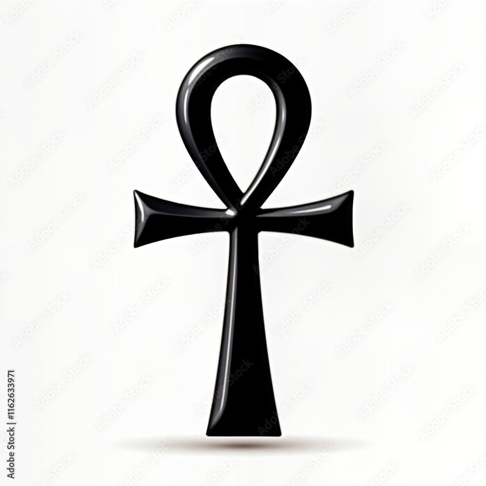 Glossy black ankh symbol. Isolated on transparent background. Ancient ...