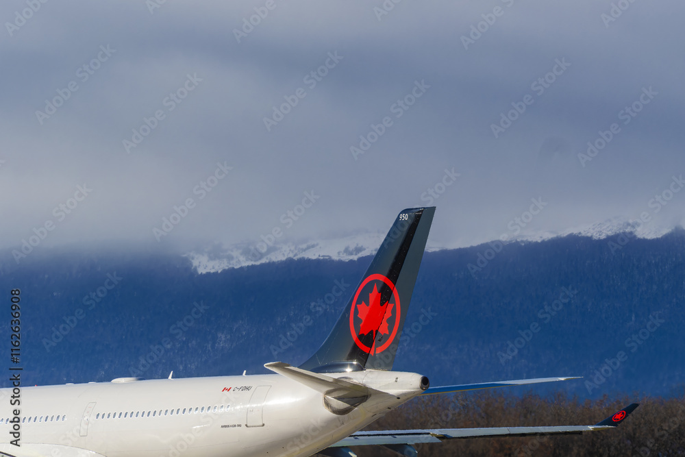 Geneva, Switzerland - sign and logo on the tailplane of an Airbus A330 ...