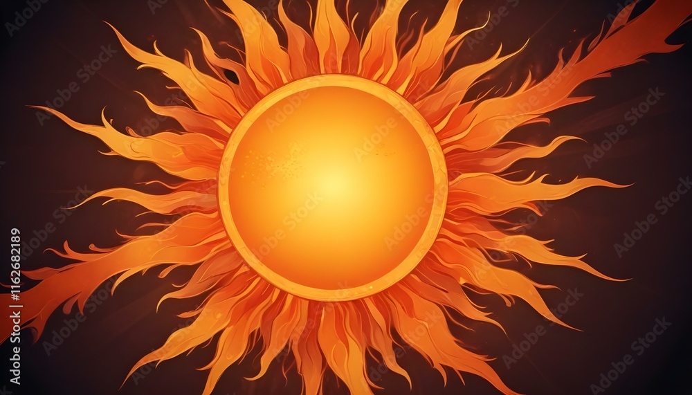 Foto de Stock Un sol grande y ardiente con una superficie brillante y ...