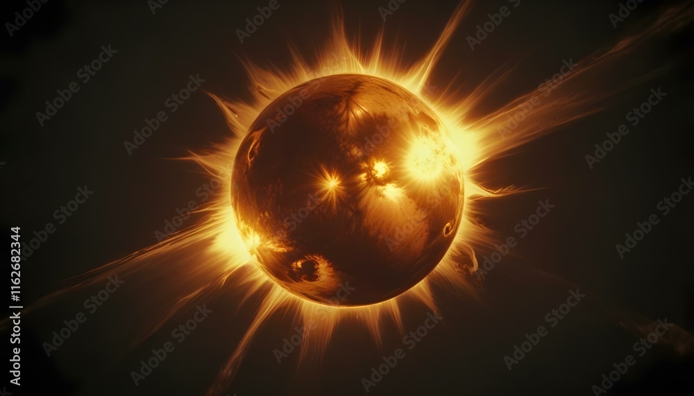 Stock-Foto „Un sol grande y ardiente con una superficie brillante y ...