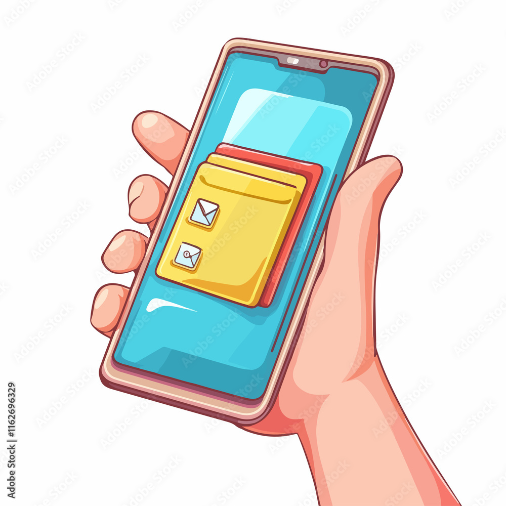 Mobile Phone Folder Icon Click Cursor Hand Vector Illustration for UI ...