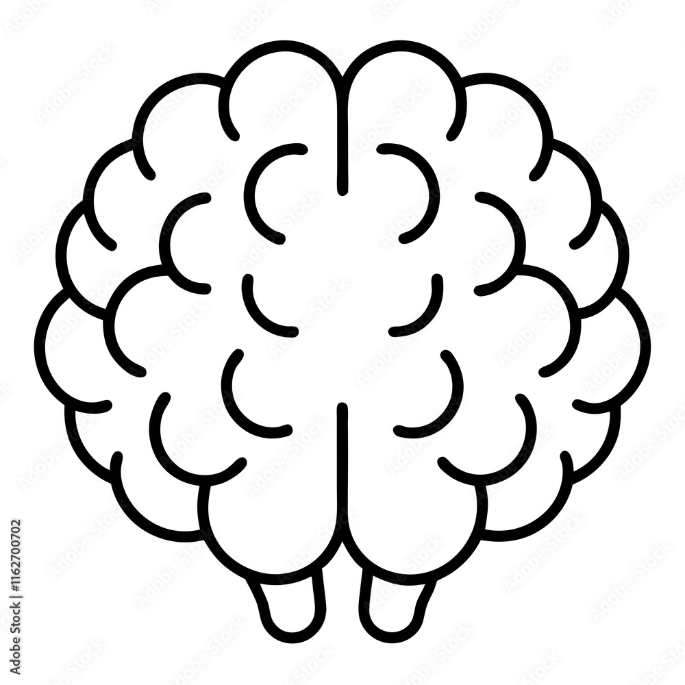 Simplified Brain Symbol in Vector Line Art Stock Vector | Adobe Stock