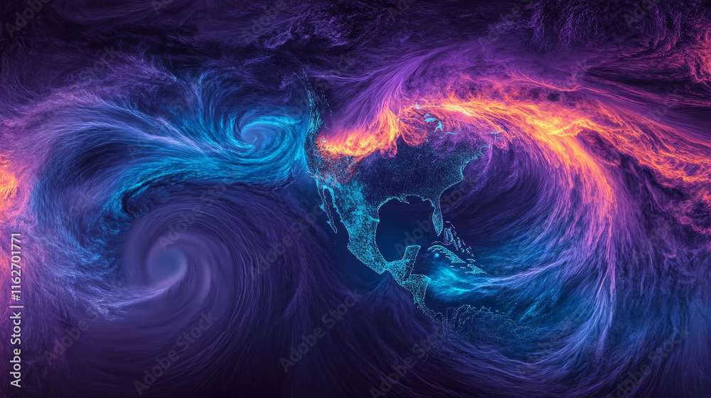 Forecast weather isobar map, meteorology wind front and temperature ...