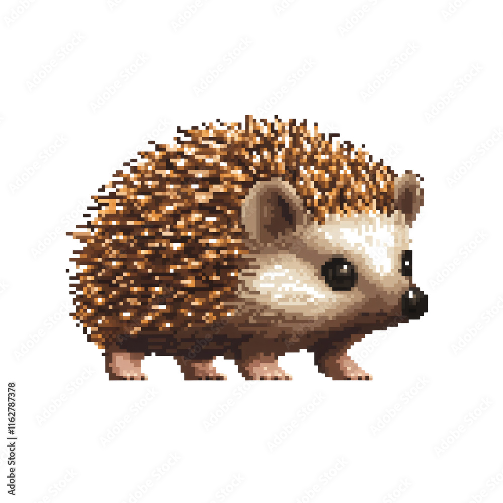 Pixel art hedgehog character in 8-bit style, retro wildlife icon design ...