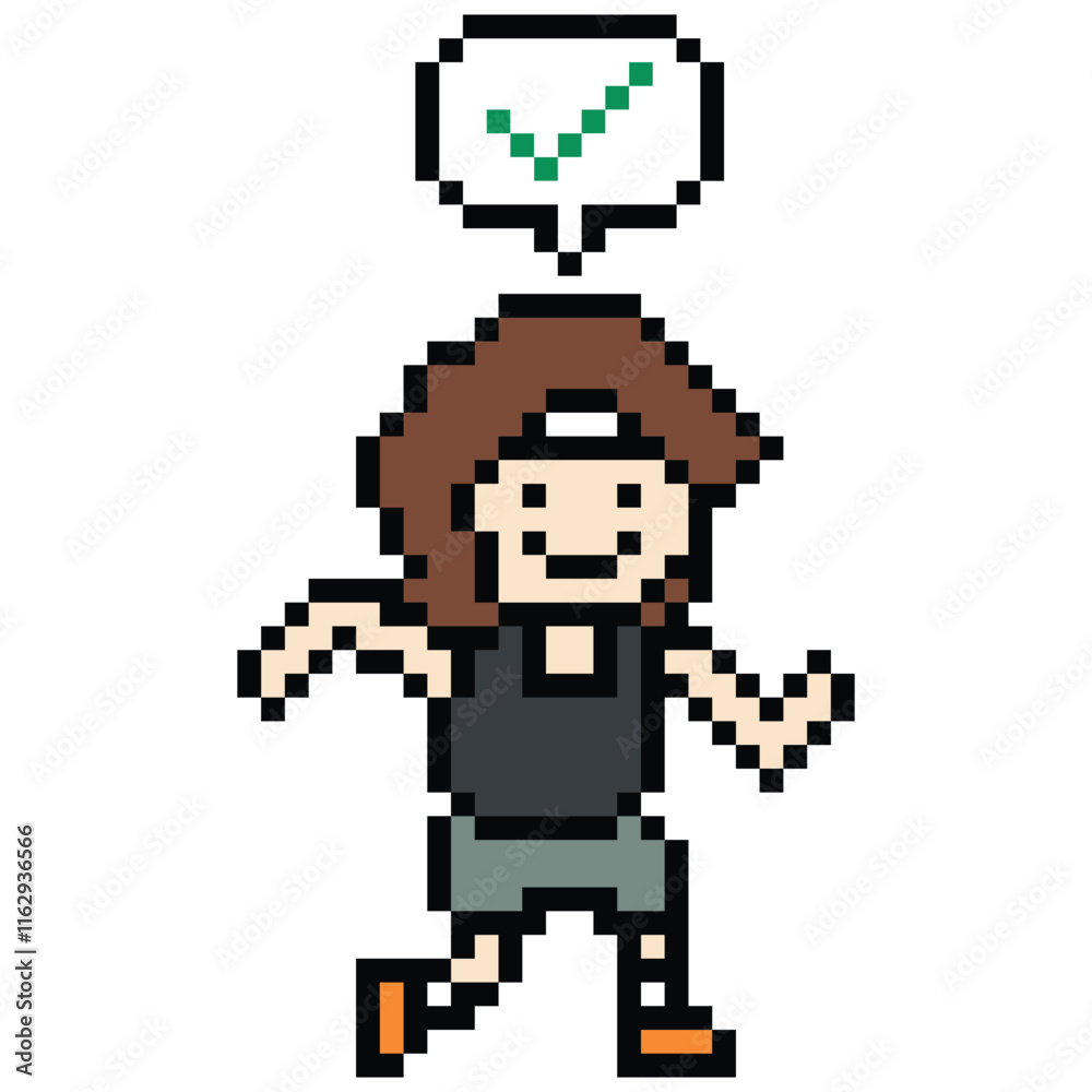 Cute cartoon run exercise pixel cartoon 8bit character woman lady run ...