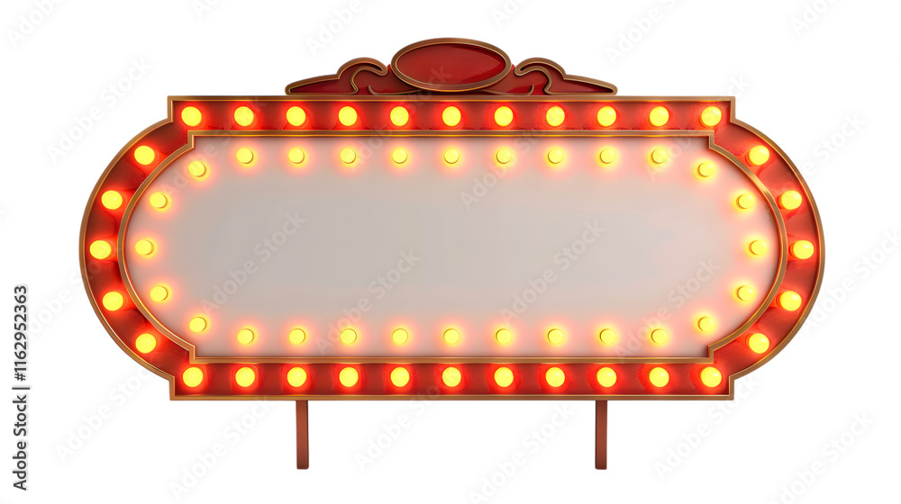 Retro marquee sign with lights, featuring a large blank space for ...