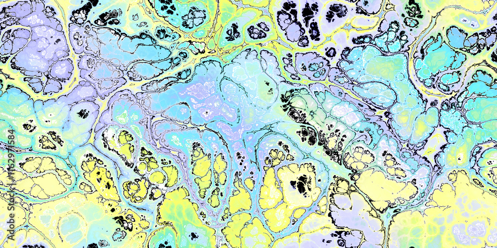 complex pastel colors yellow purple blue plus black outline details ...