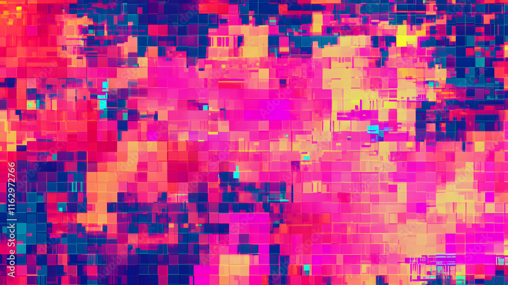 Abstract pixel retro 8bit neon pink rgb video game glitch noise texture ...