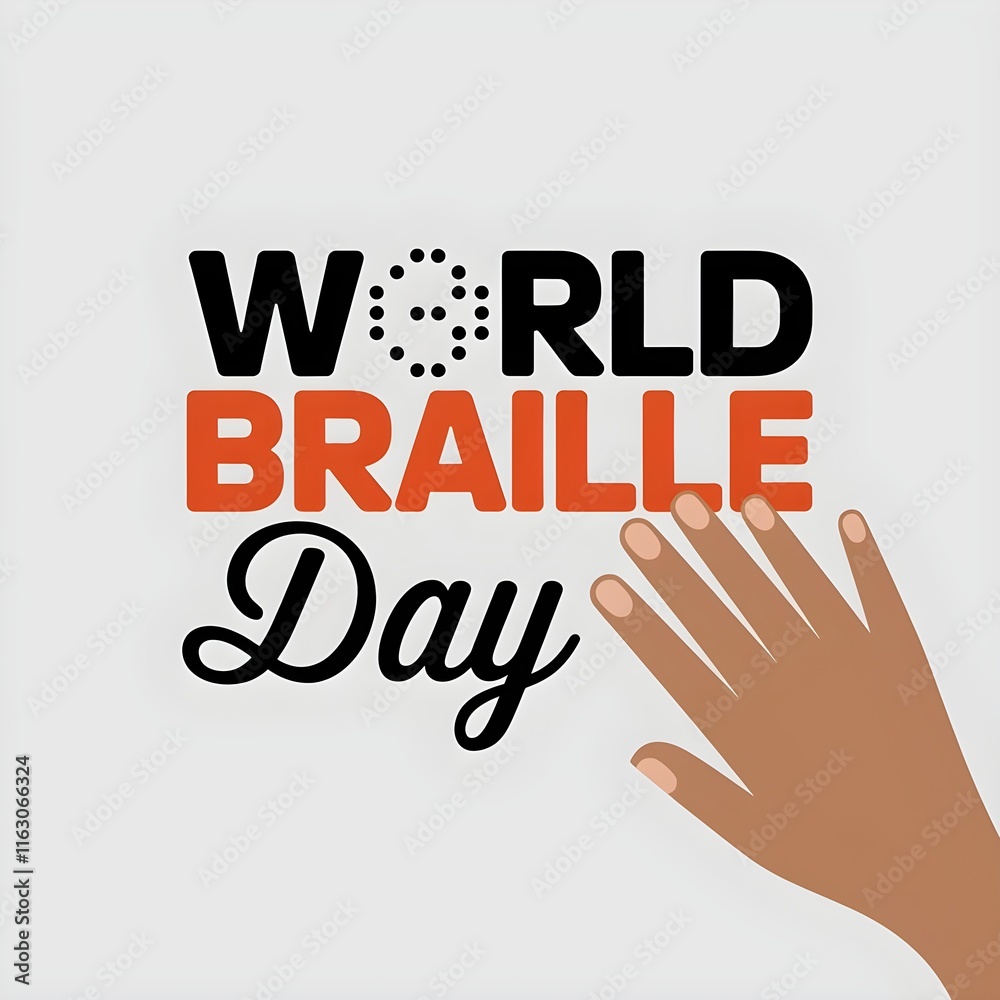 Conceptual Typography of World Braille Day. Calligraphic Template ...